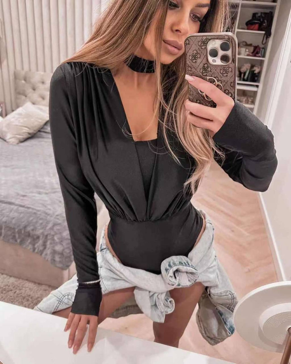 Дамско ефектно боди H3393 черен