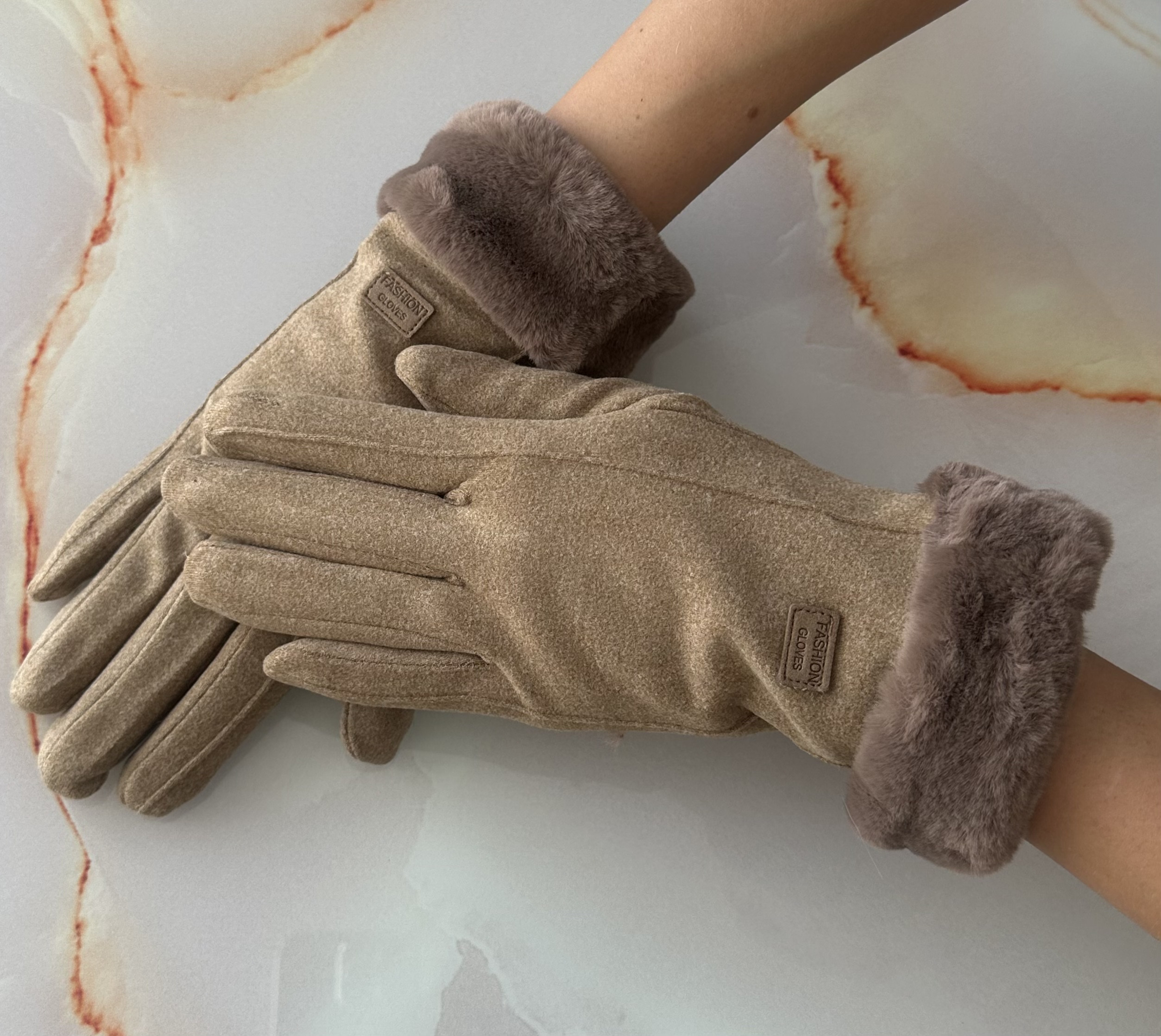 Дамски ръкавици DR-2 камел