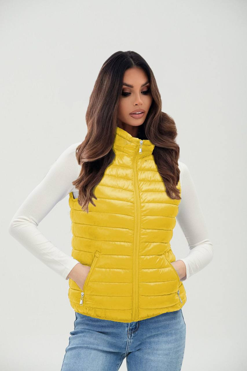Дамски елек с цип K706 жълт