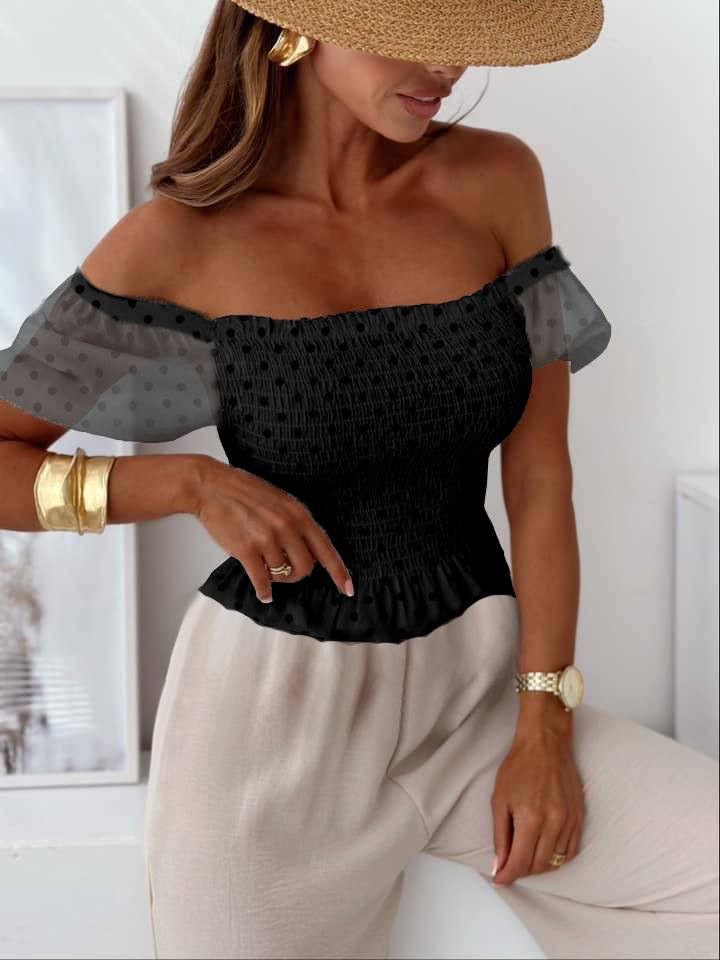 Дамска блуза на точки K1262 черен