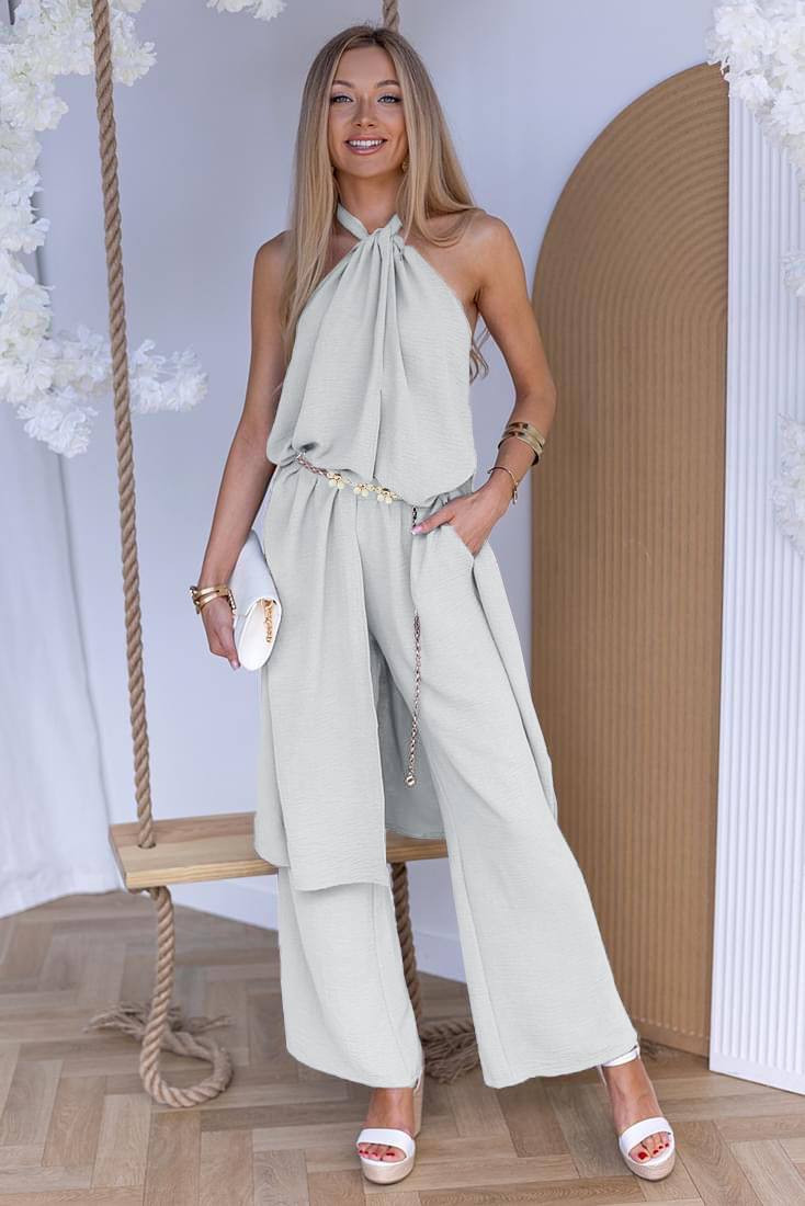 Дамски комплект туника и панталон 50925 сив